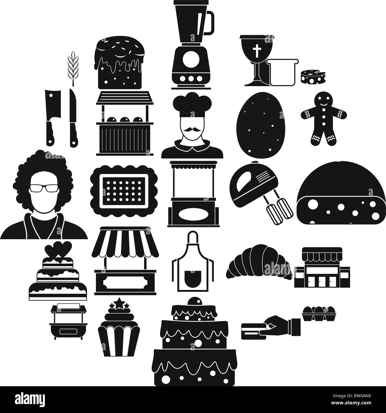 Cakes icons set, simple style Stock Vector Image & Art - Alamy