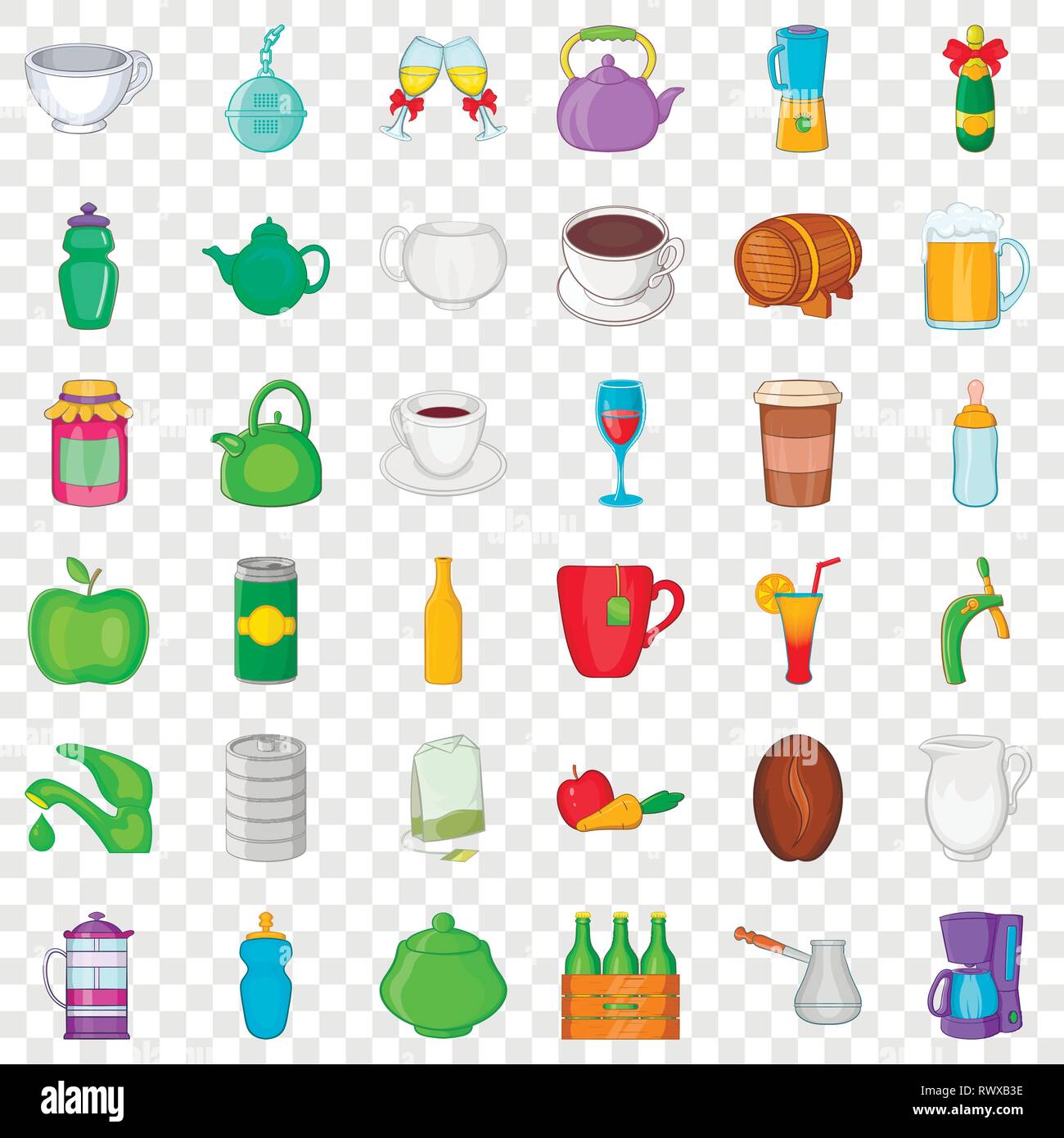 Beverage icons set, cartoon style Stock Vector Image & Art - Alamy
