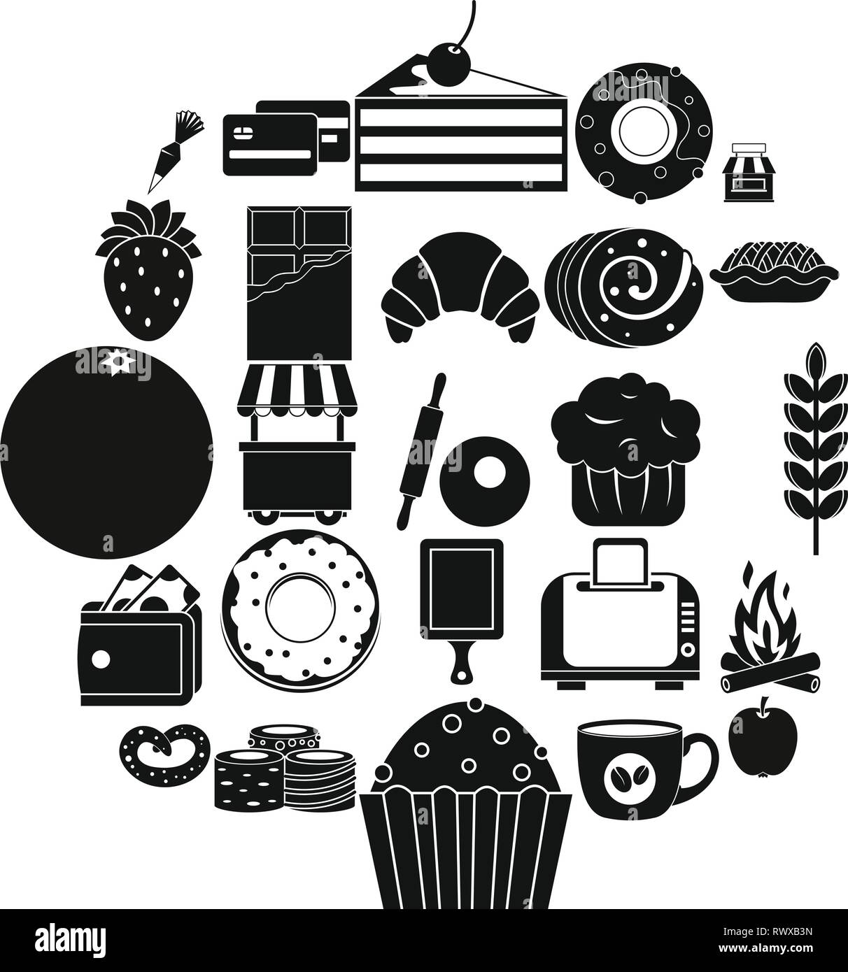 Pastry icons set, simple style Stock Vector Image & Art - Alamy