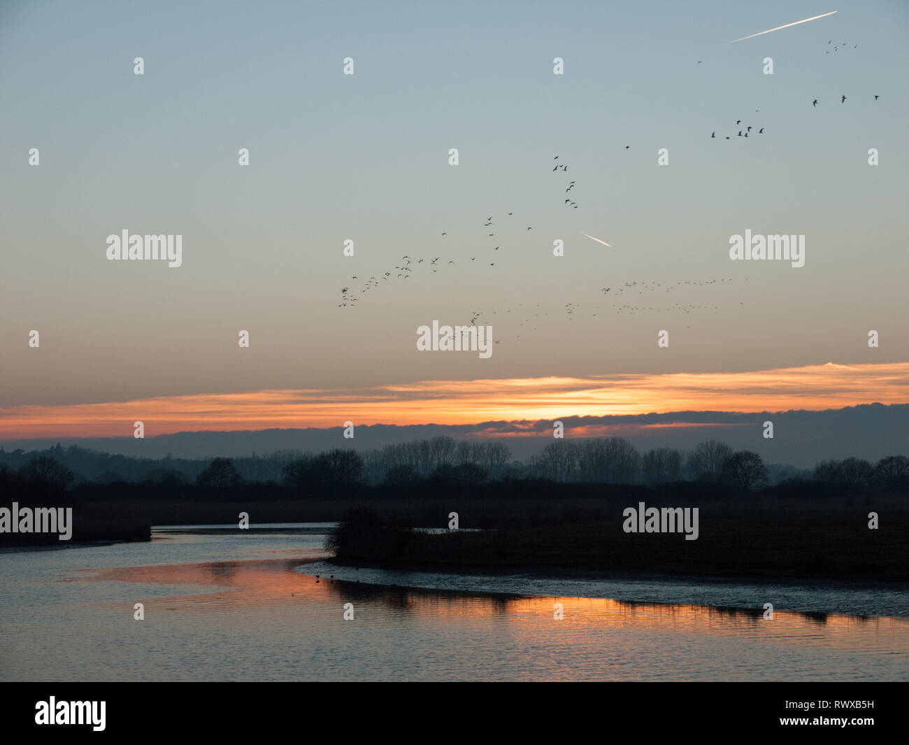 Beautiful countryside Dedham water scene outside nature landscape space ...