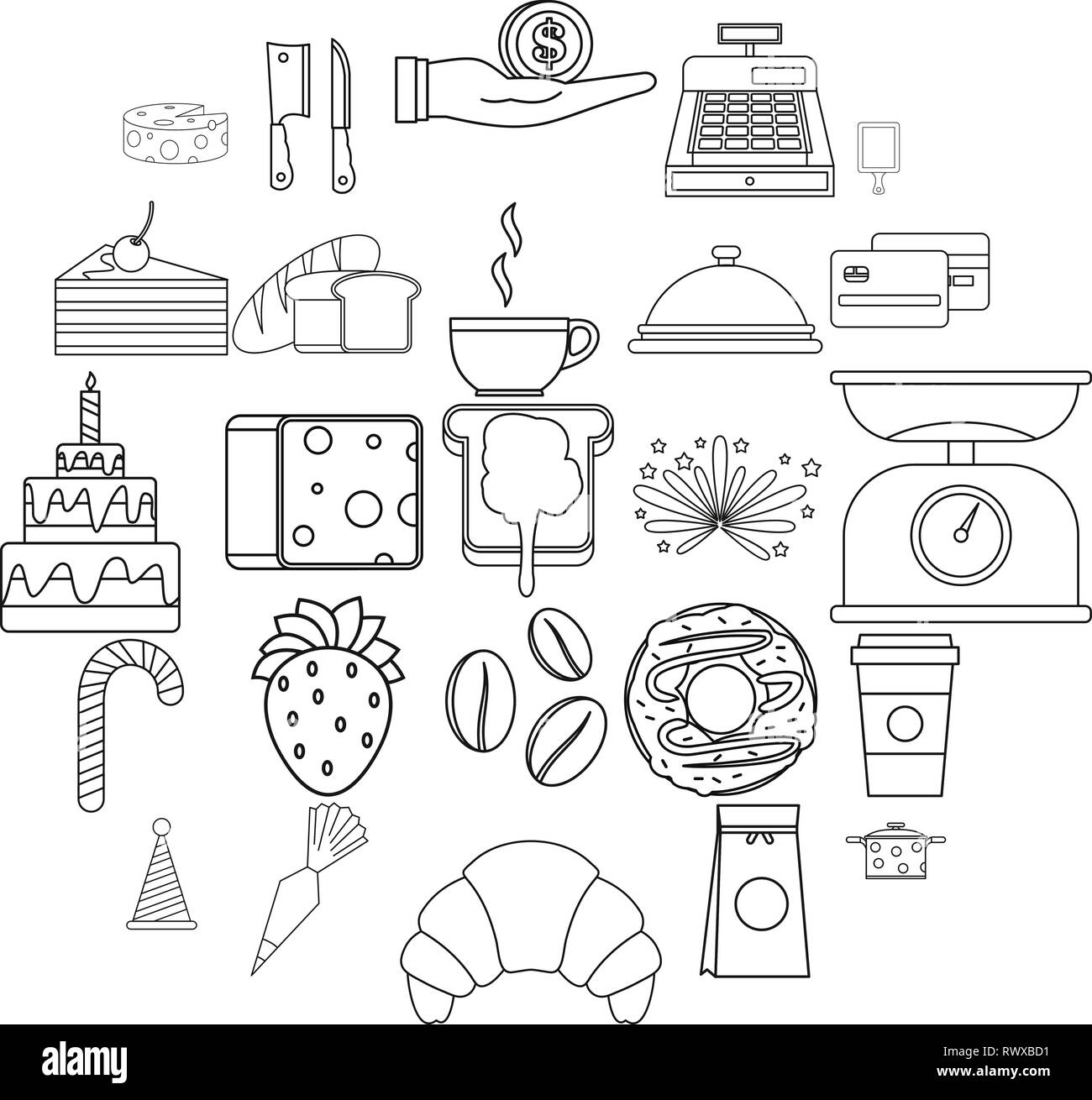 Cookies icons set, outline style Stock Vector Image & Art - Alamy