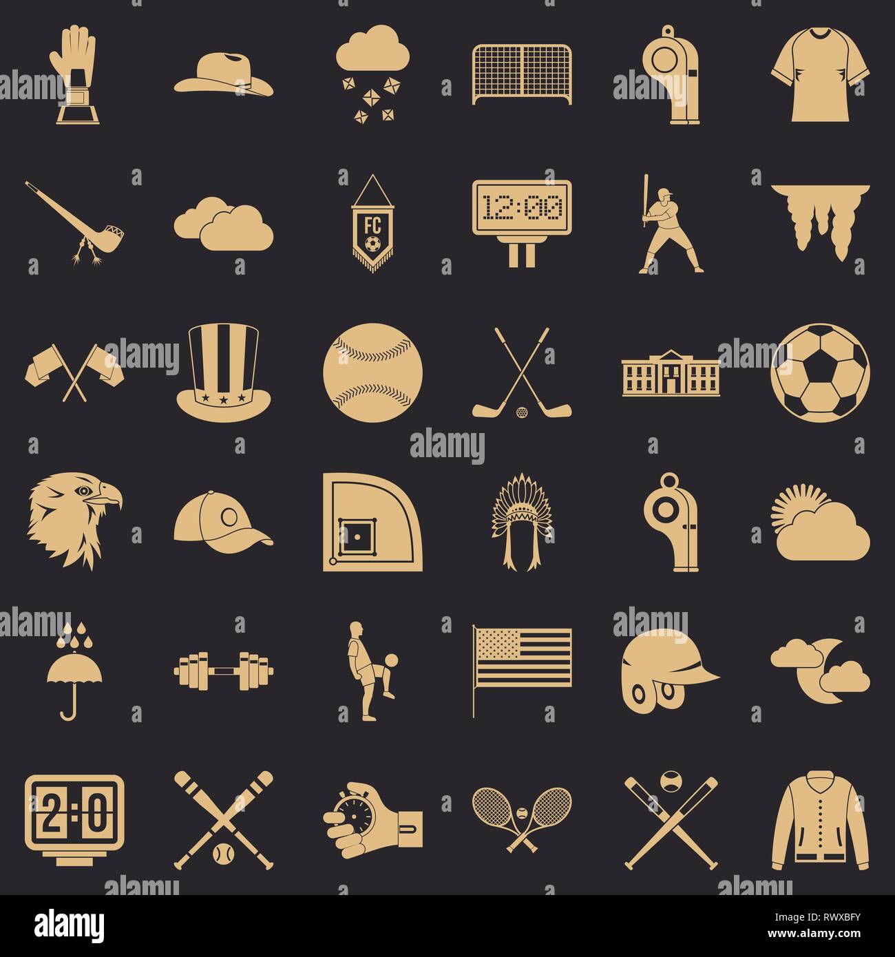 Baseball field icons set, simple style Stock Vector Image & Art - Alamy