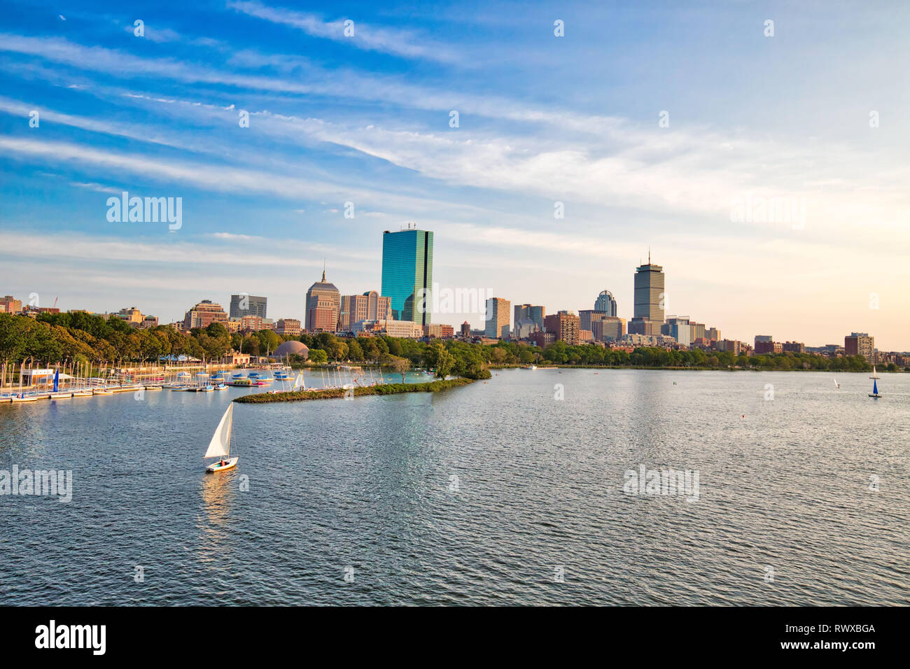 Panoramic view of Boston downtown and historic center from the landmark ...