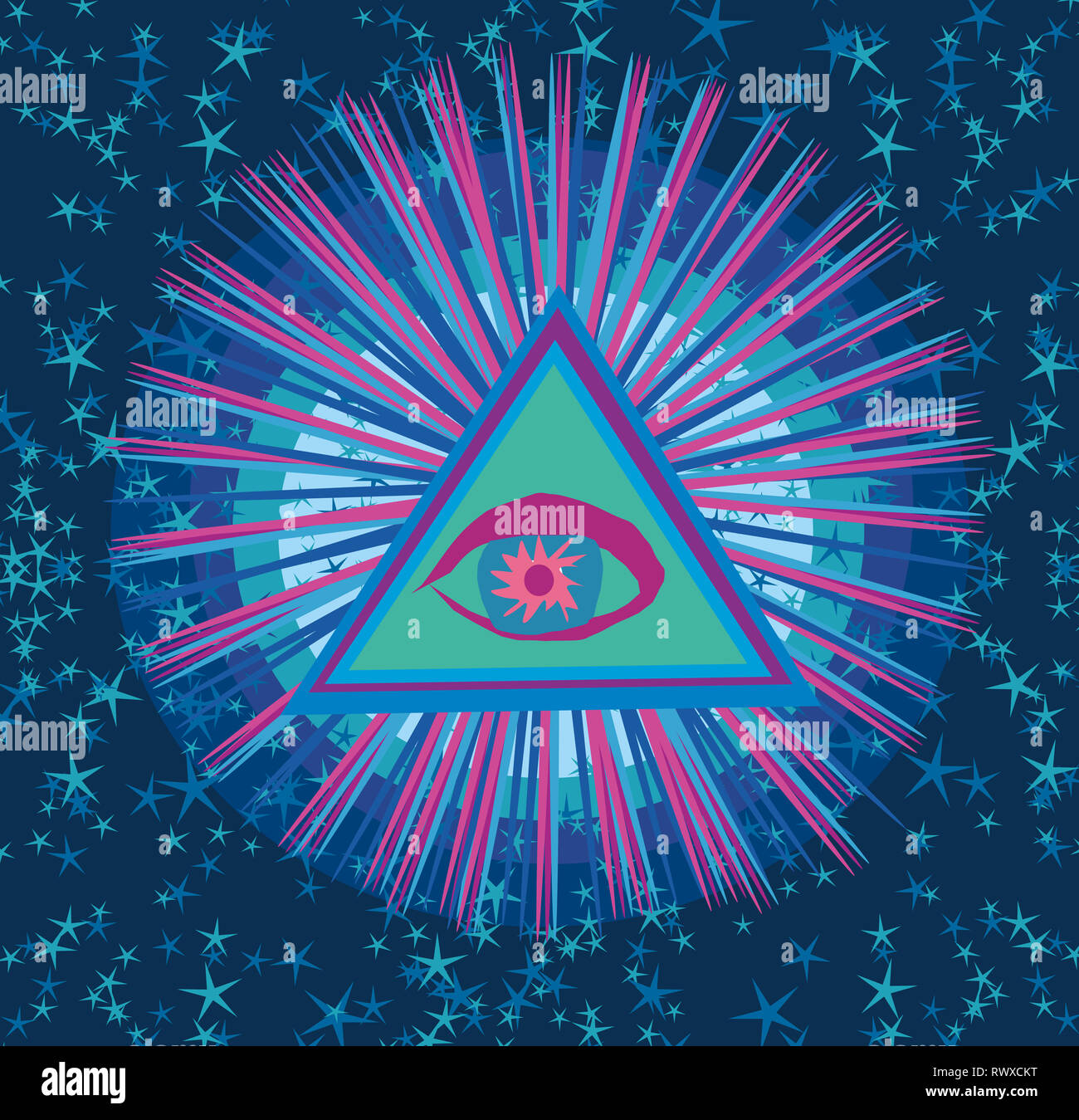 All seeing eye inside triangle pyramid Stock Photo - Alamy