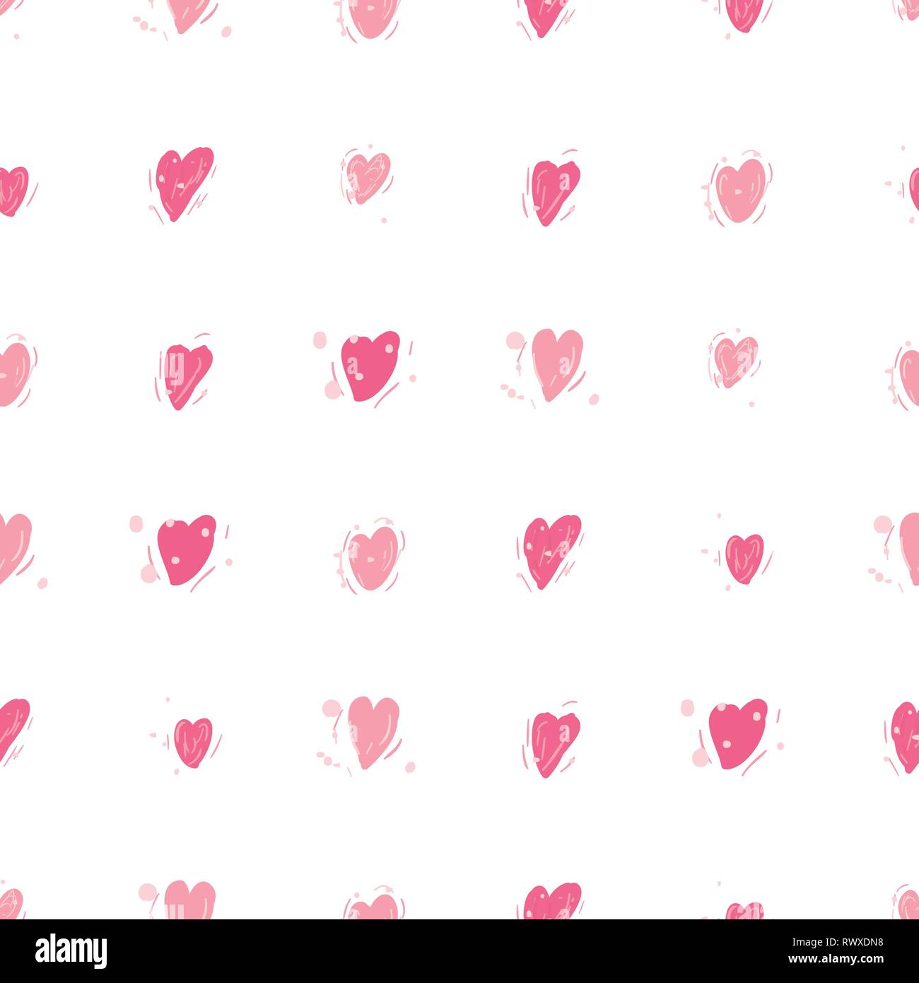 Pink hearts. Vector seamless pattern. Valentines day background. Simple ...