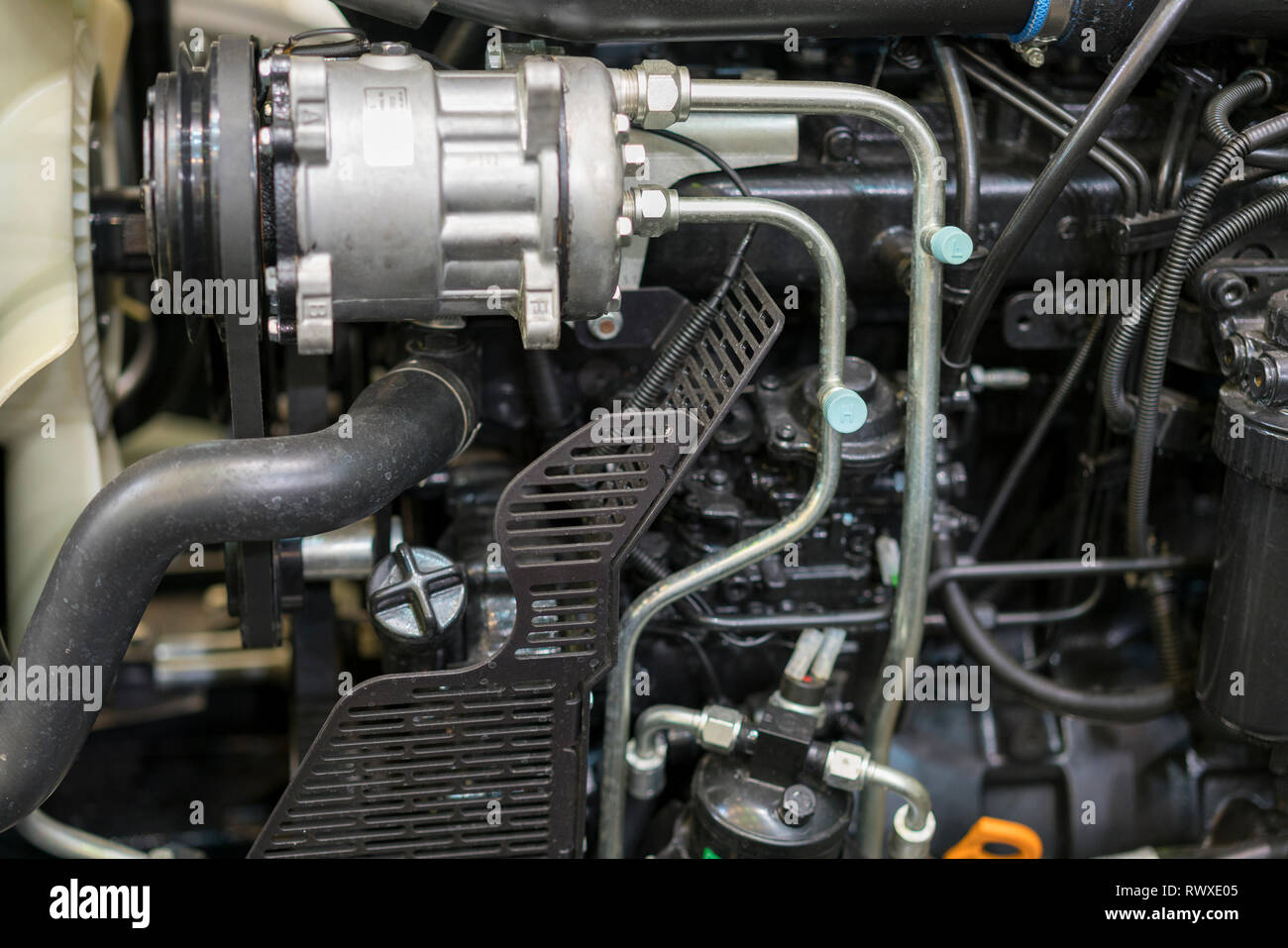 Modern new agricultural diesel tractor engine. Modern new hi-tech ...