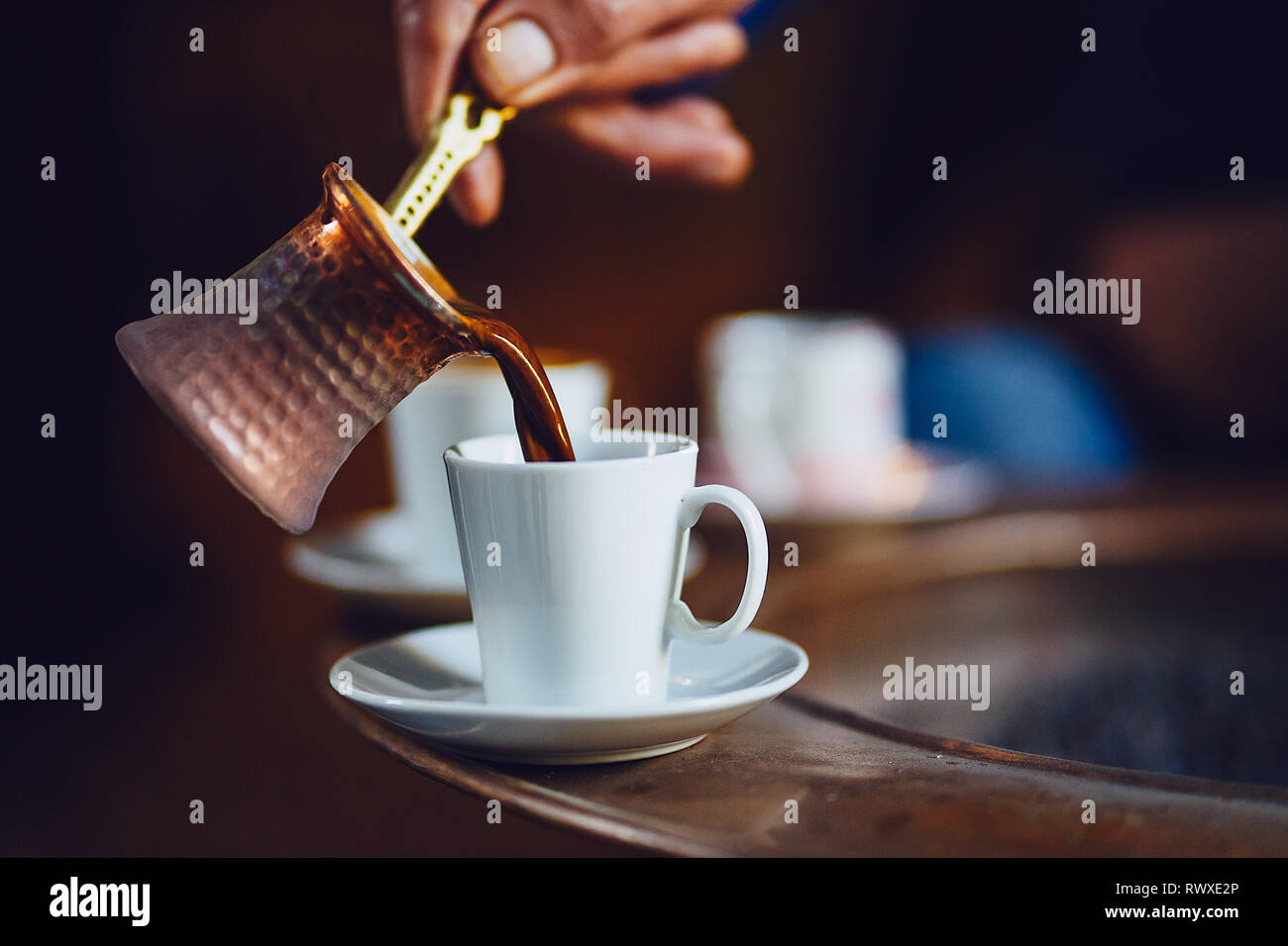 morning with turkish coffee brewing Stock Photo - Alamy