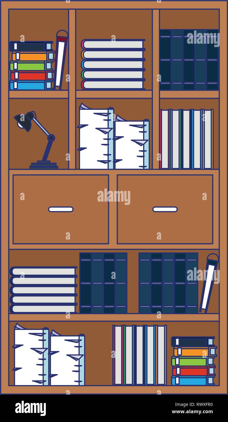 Office shelf cabinet with folders books and documents Stock Vector ...
