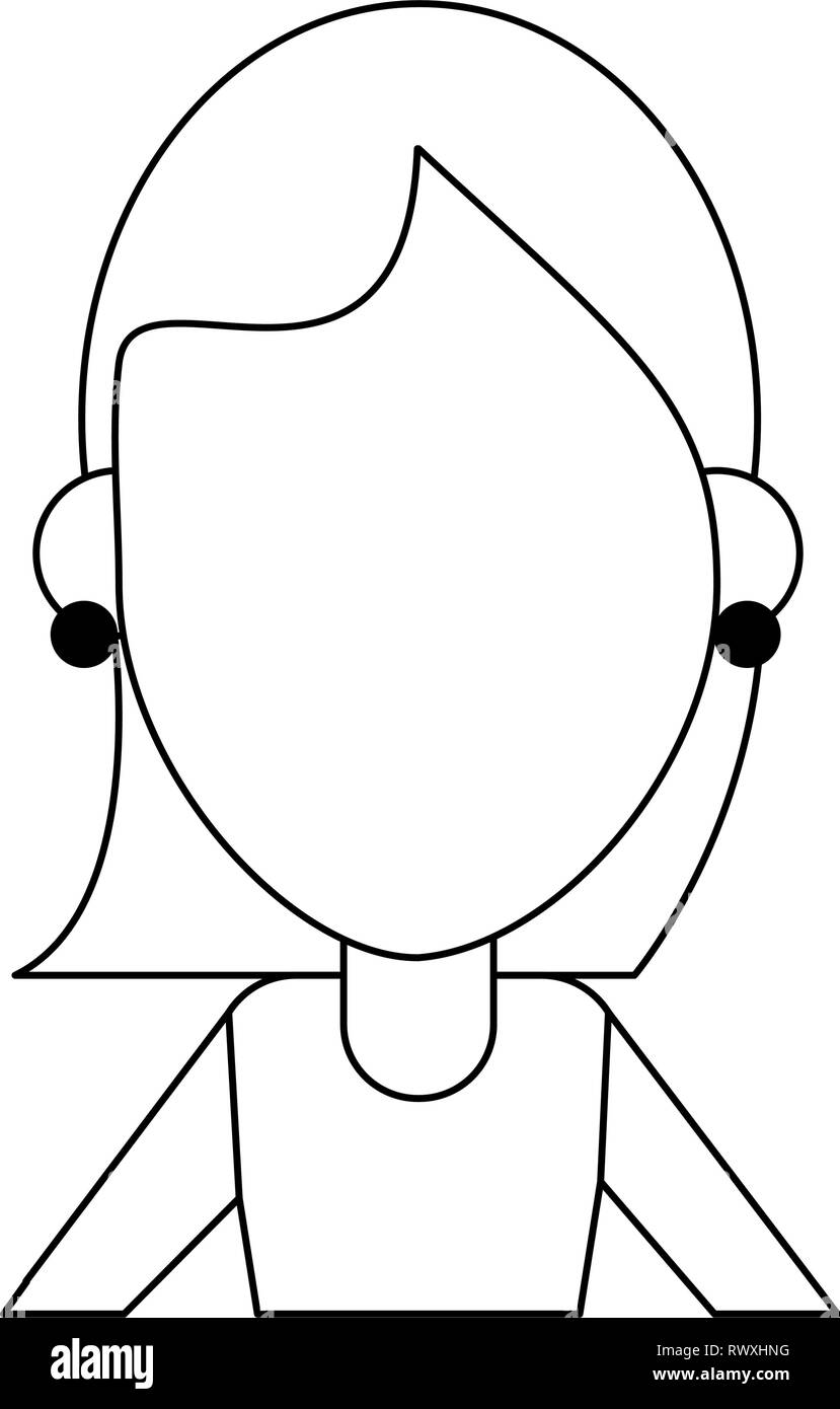 Cartoon girl faceless avatar female Black and White Stock Photos ...
