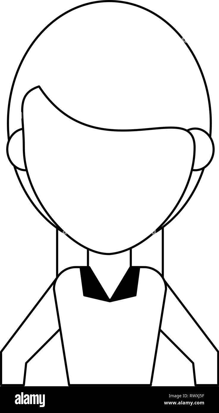 Woman faceless avatar cartoon in black and white Stock Vector Image ...