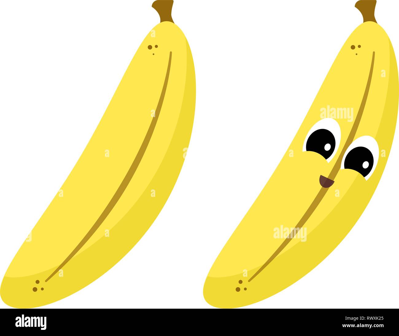 Cute Simple Vector Banana Illustration Character Stock Vector Image ...