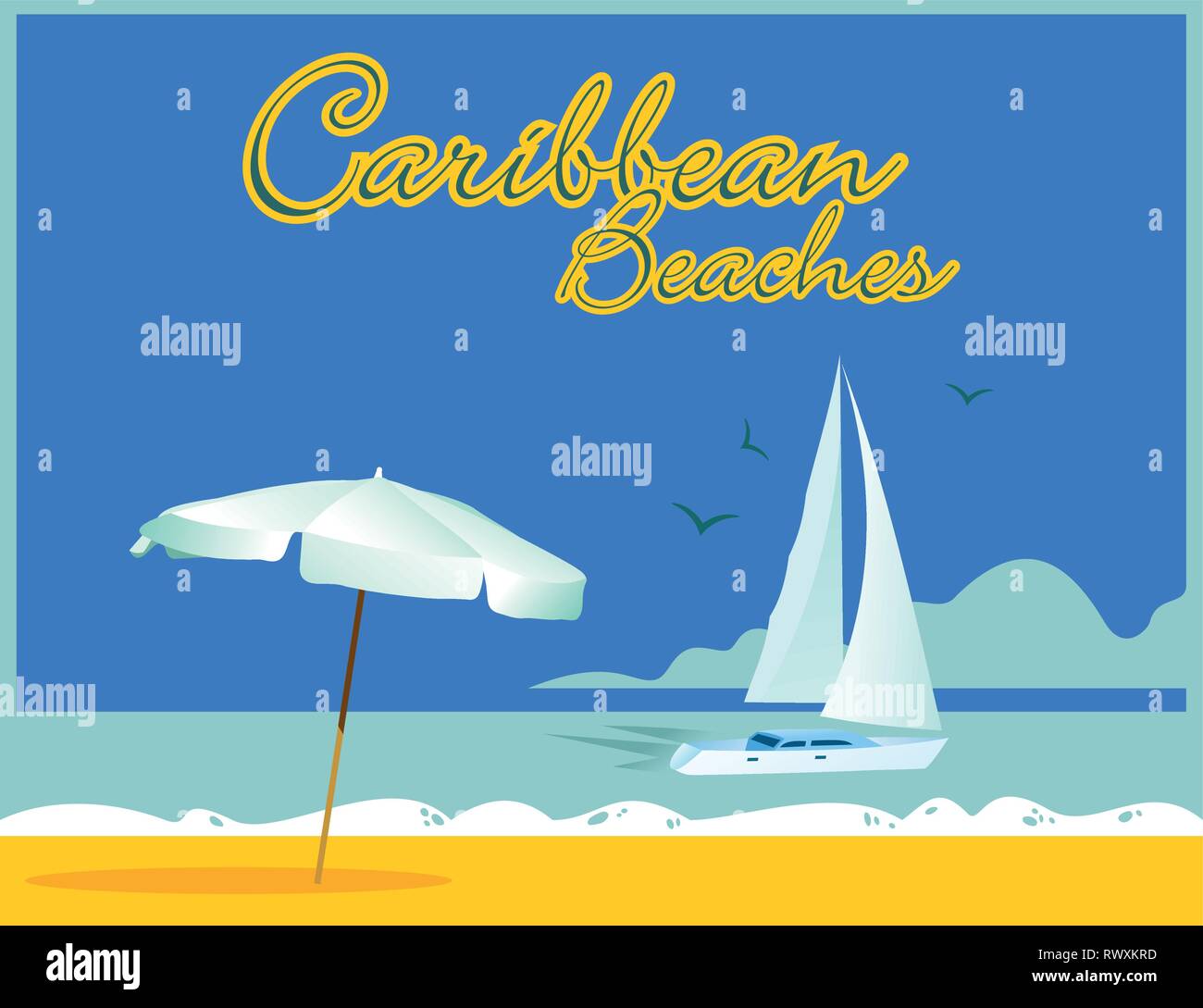 Boat and beaches Stock Vector Images - Alamy
