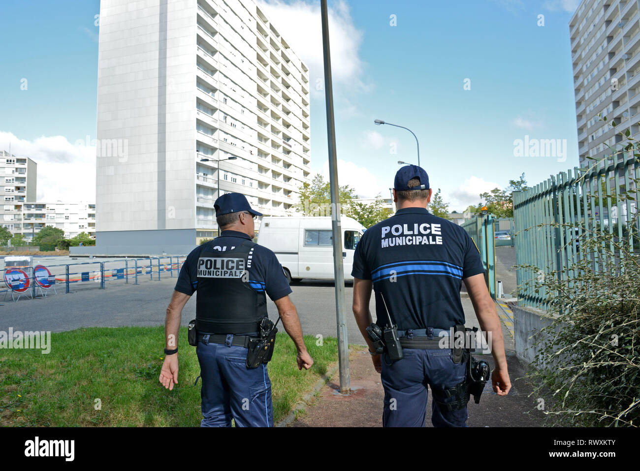 Rillieux-la-Pape (central-eastern France): urban area, patrol, police ...