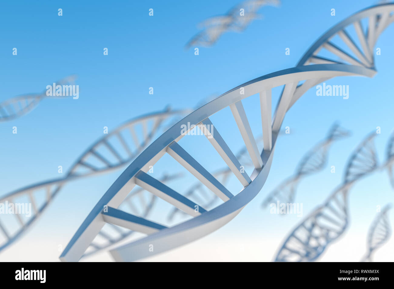 3d rendering, DNA with blue background Stock Photo - Alamy