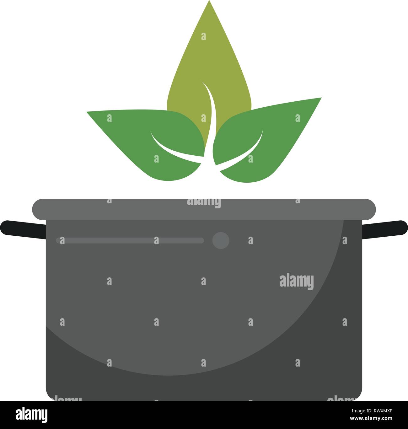 Healthy food pot with leaves symbol Stock Vector Image & Art - Alamy