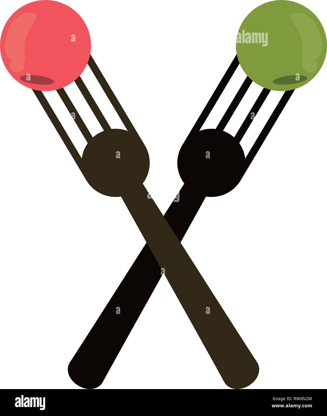 healthy food forks with olives Stock Vector Image & Art - Alamy