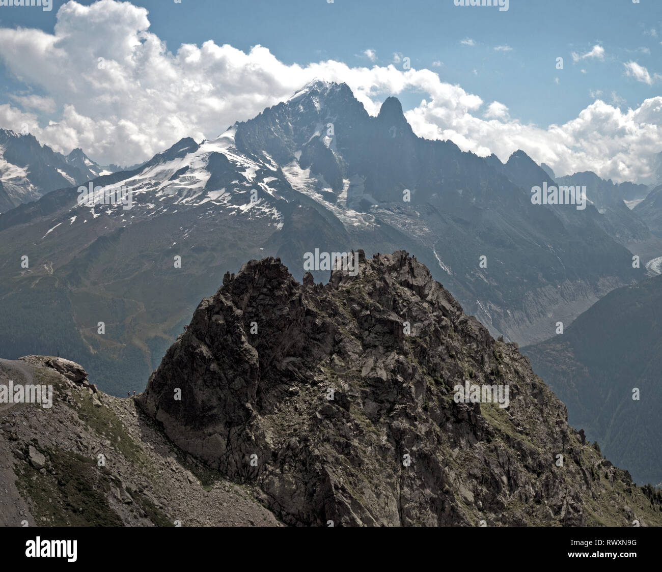 Views Across the Chamonix Valley toward the Mont Blanc Massive and Mont ...