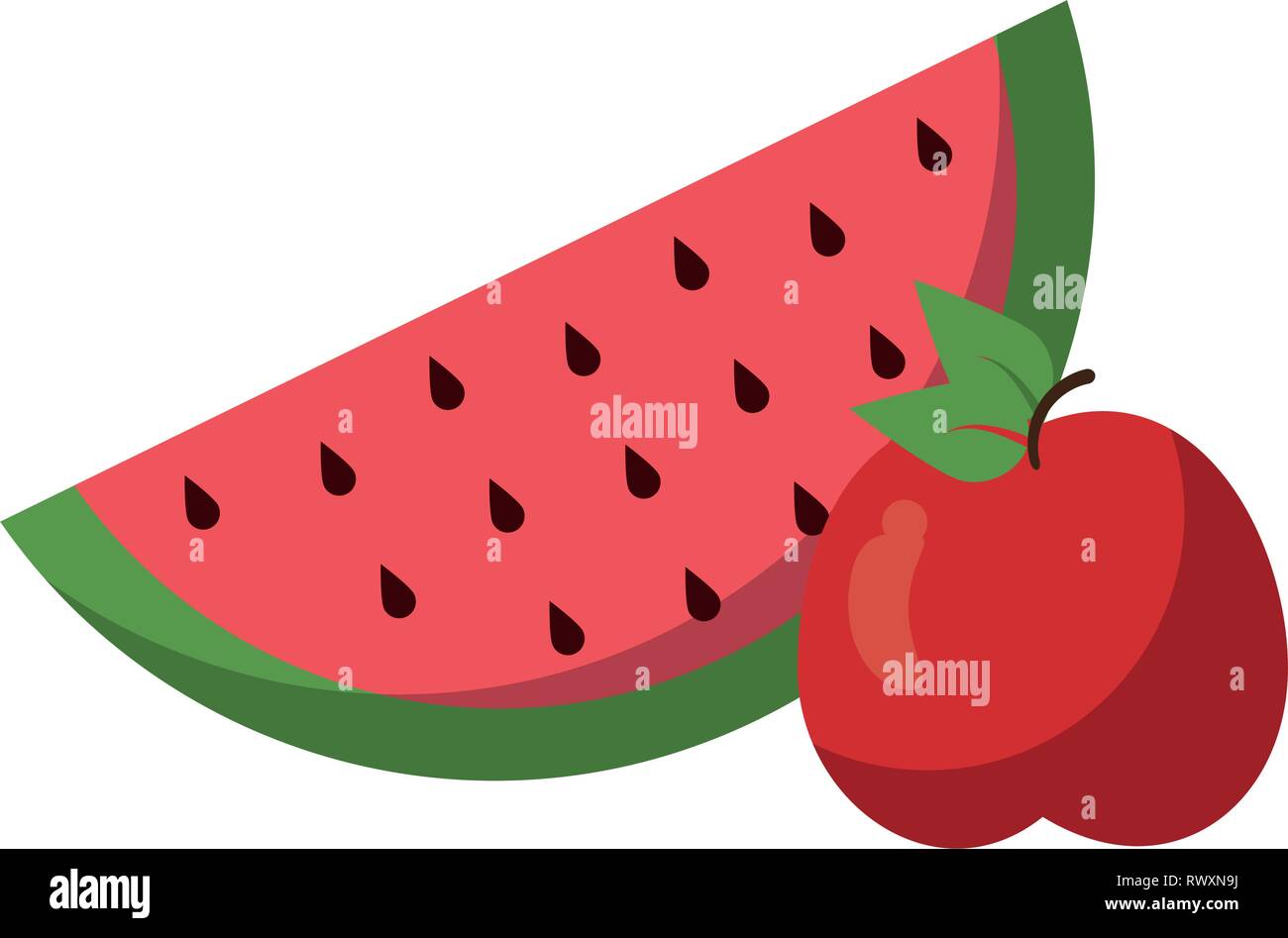 watermelon and apple fruits Stock Vector Image & Art - Alamy
