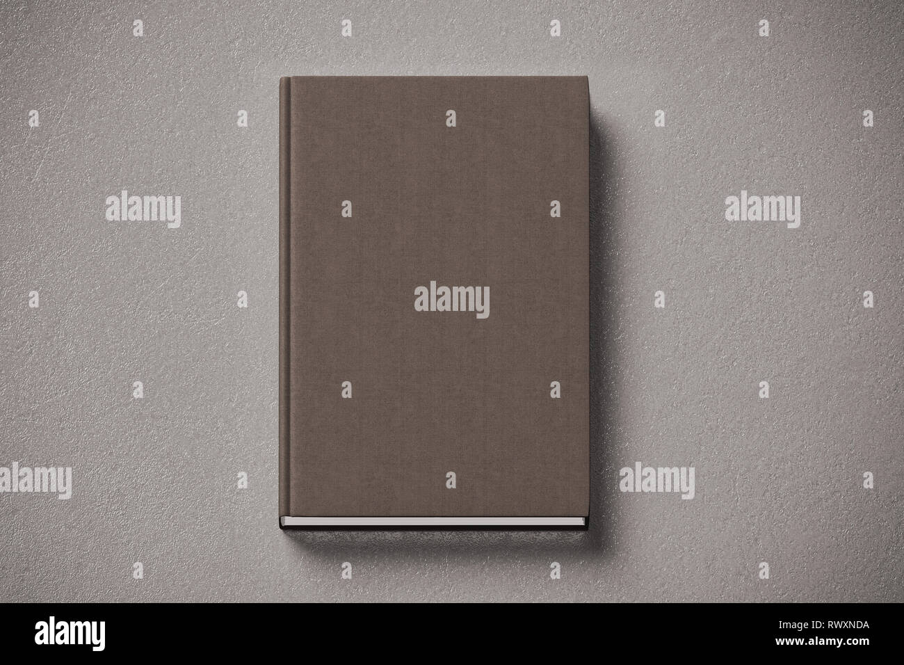 Blank brown tissular hard cover book mock up, front side view, 3d ...