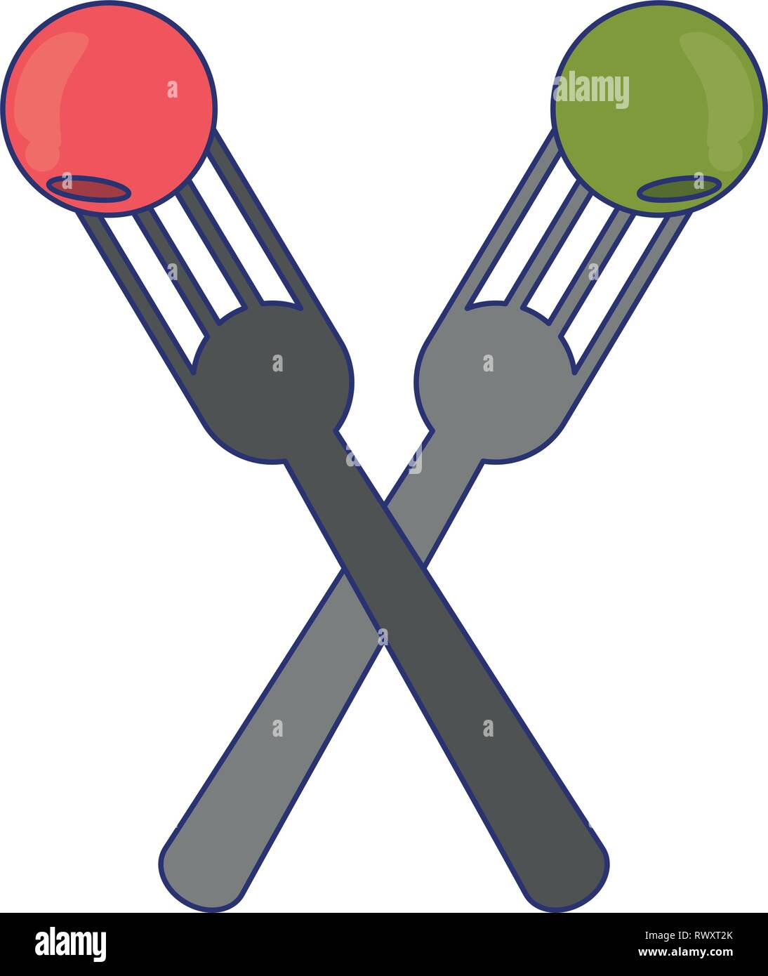 healthy food forks with olives Stock Vector Image & Art - Alamy