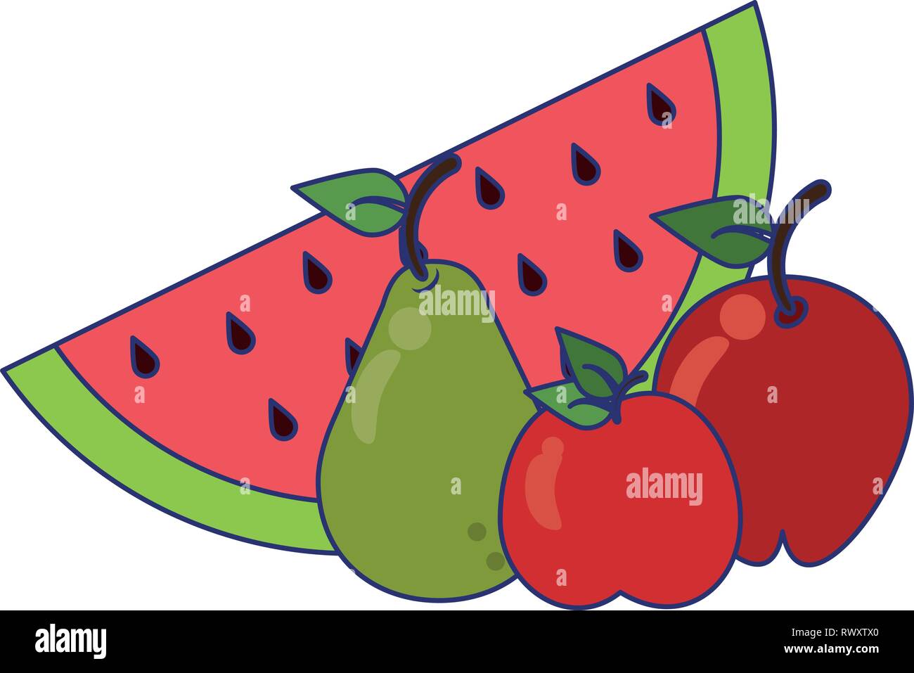 Fruits watermelon pear and apples Stock Vector Image & Art - Alamy
