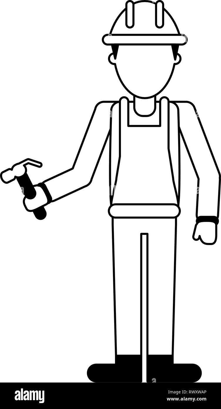 Construction Worker Clip Art Black And White