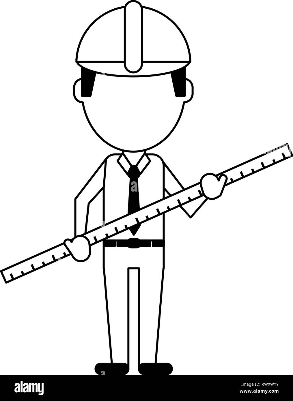 Construction worker avatar in black and white Stock Vector Image & Art ...