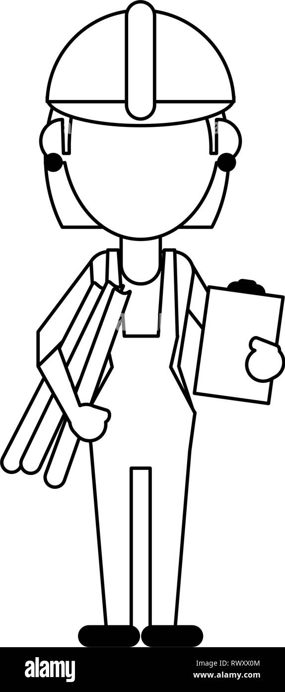 Construction worker avatar in black and white Stock Vector Image & Art ...