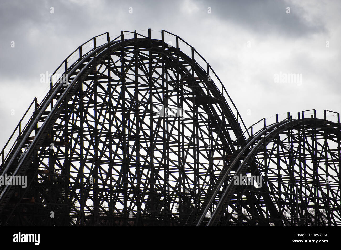 Soltau, Germany. 08th Mar, 2019. Parts of the wooden coaster "Colossos ...