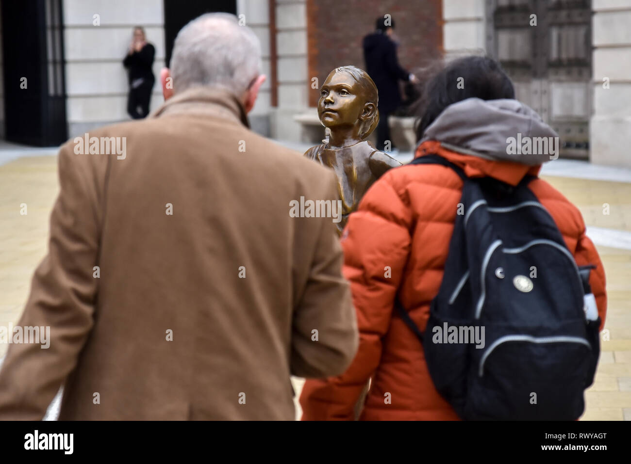 Paternoster Square, London, UK. 8th Mar, 2019. Fearless Girl bronze ...