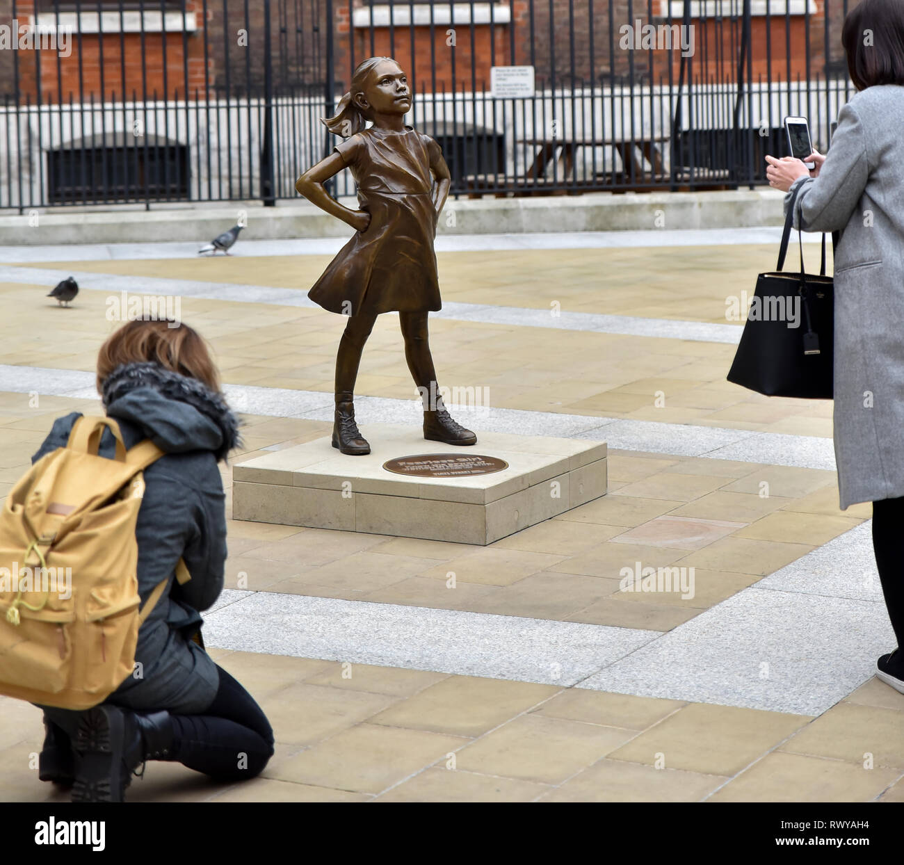 Paternoster Square, London, UK. 8th Mar, 2019. Fearless Girl bronze ...