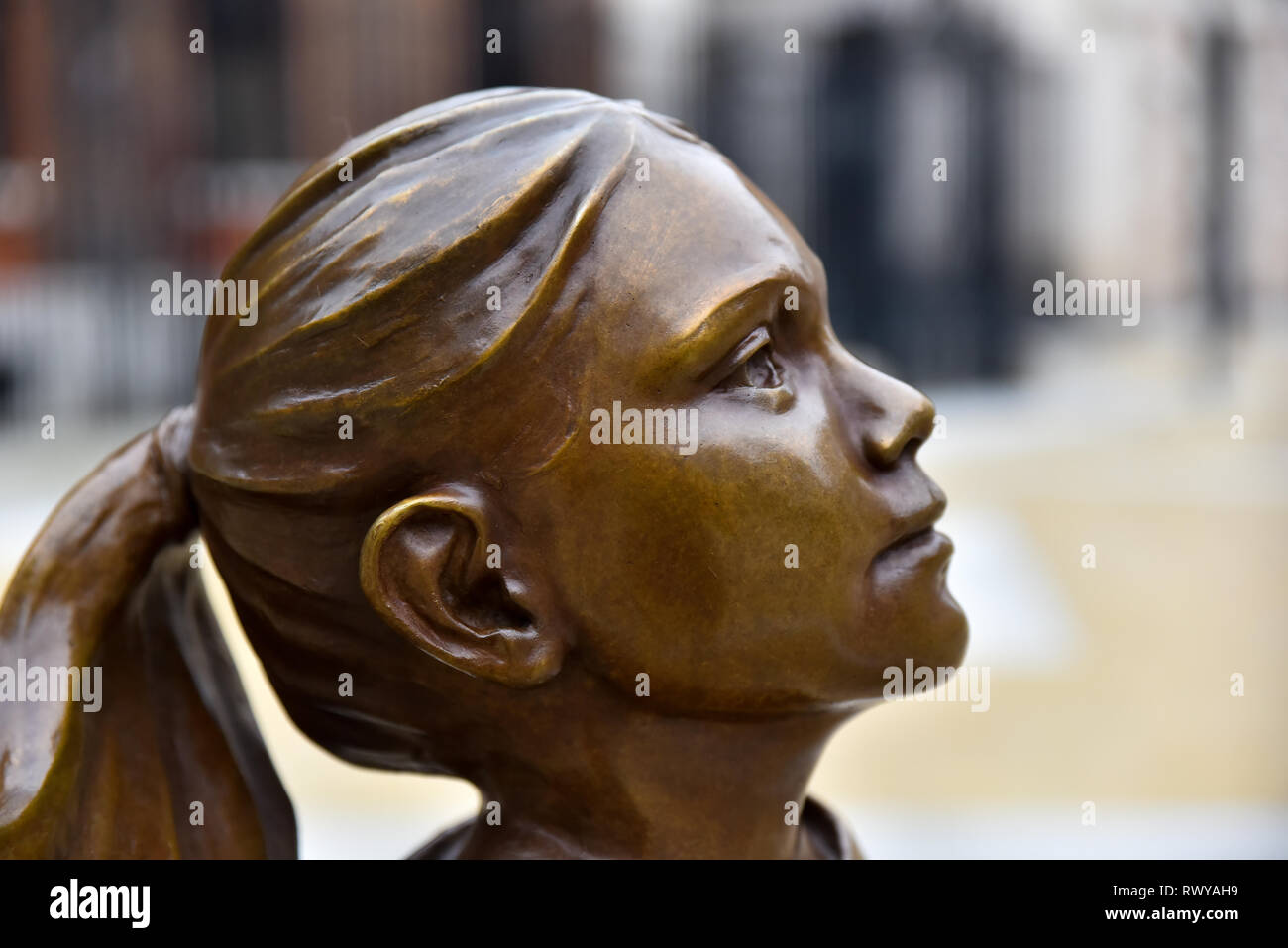 Paternoster Square, London, UK. 8th Mar, 2019. Fearless Girl bronze ...