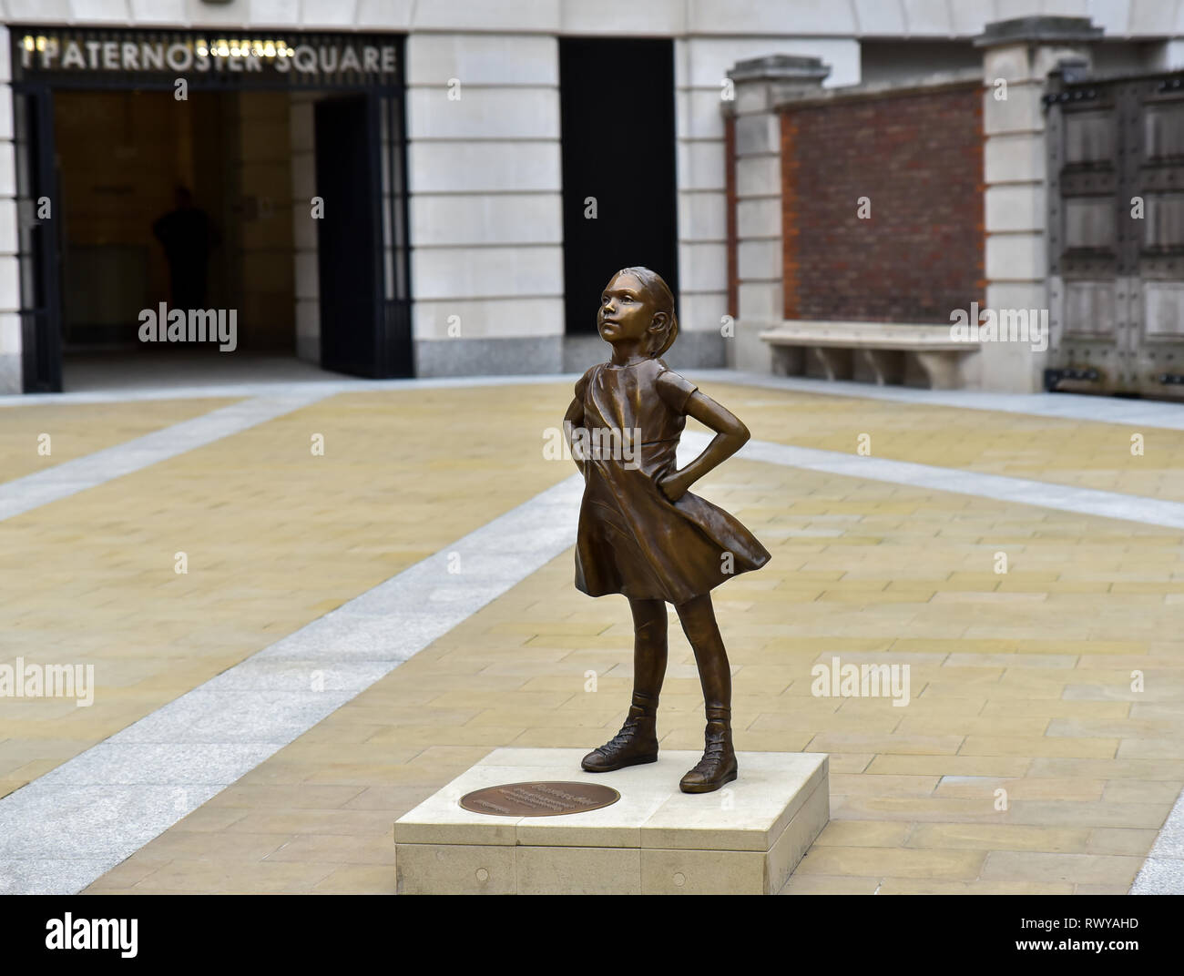 Paternoster Square, London, UK. 8th Mar, 2019. Fearless Girl bronze ...