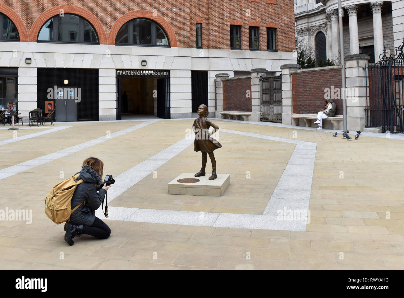 Paternoster Square, London, UK. 8th Mar, 2019. Fearless Girl bronze ...