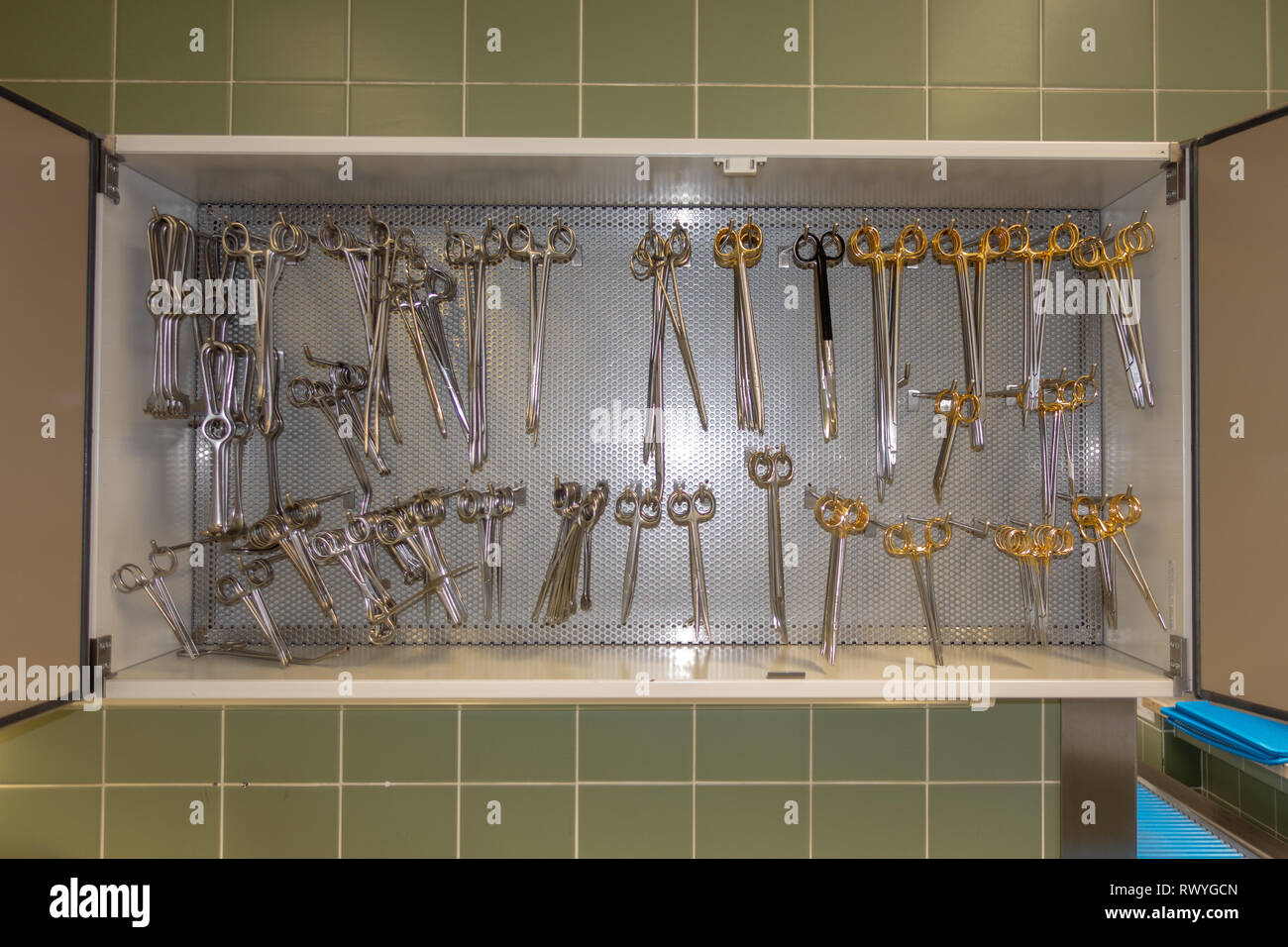surgery instruments in reprocessing in a Hospital Stock Photo - Alamy