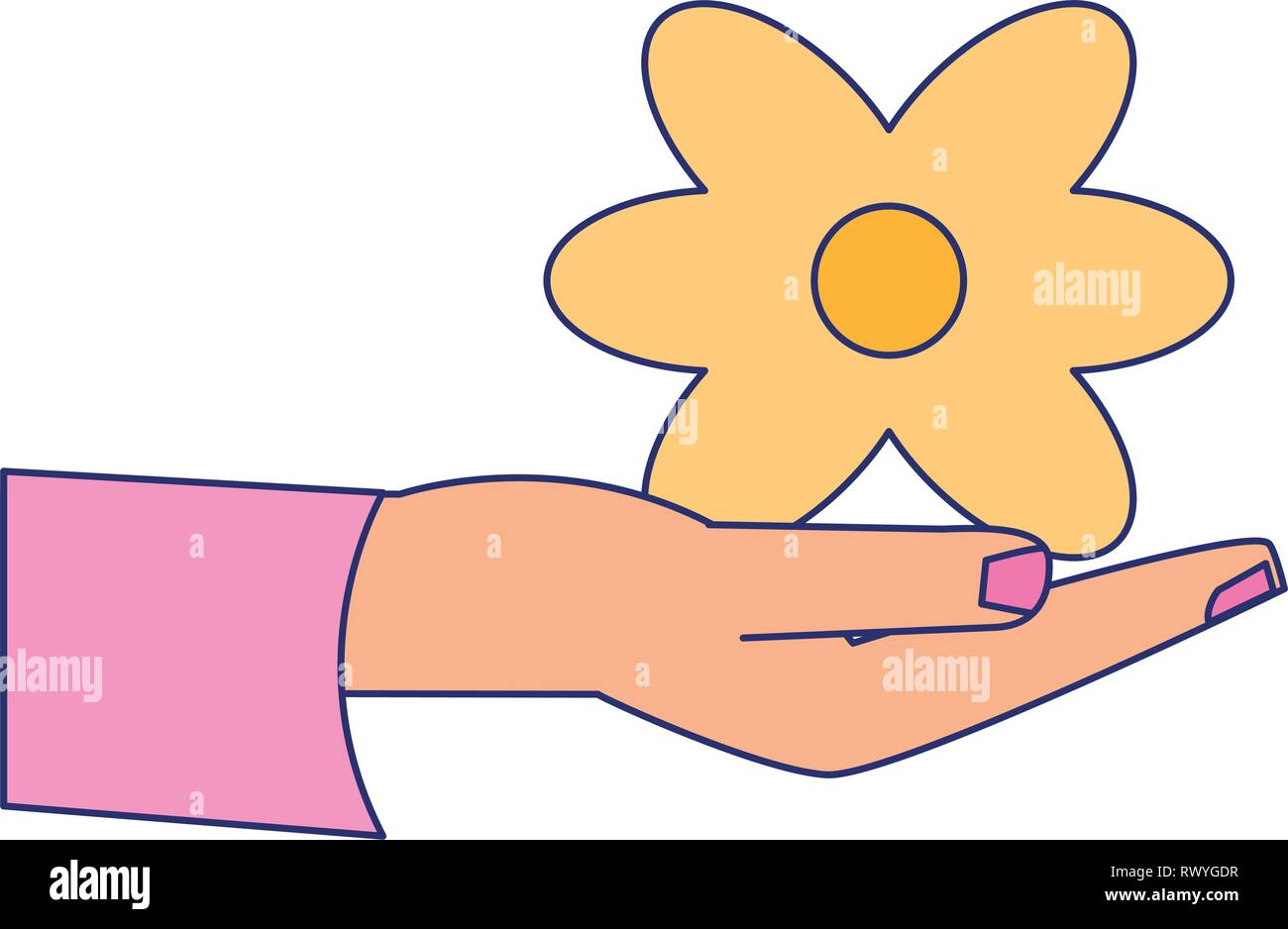 hand holding flower cartoon Stock Vector Image & Art - Alamy
