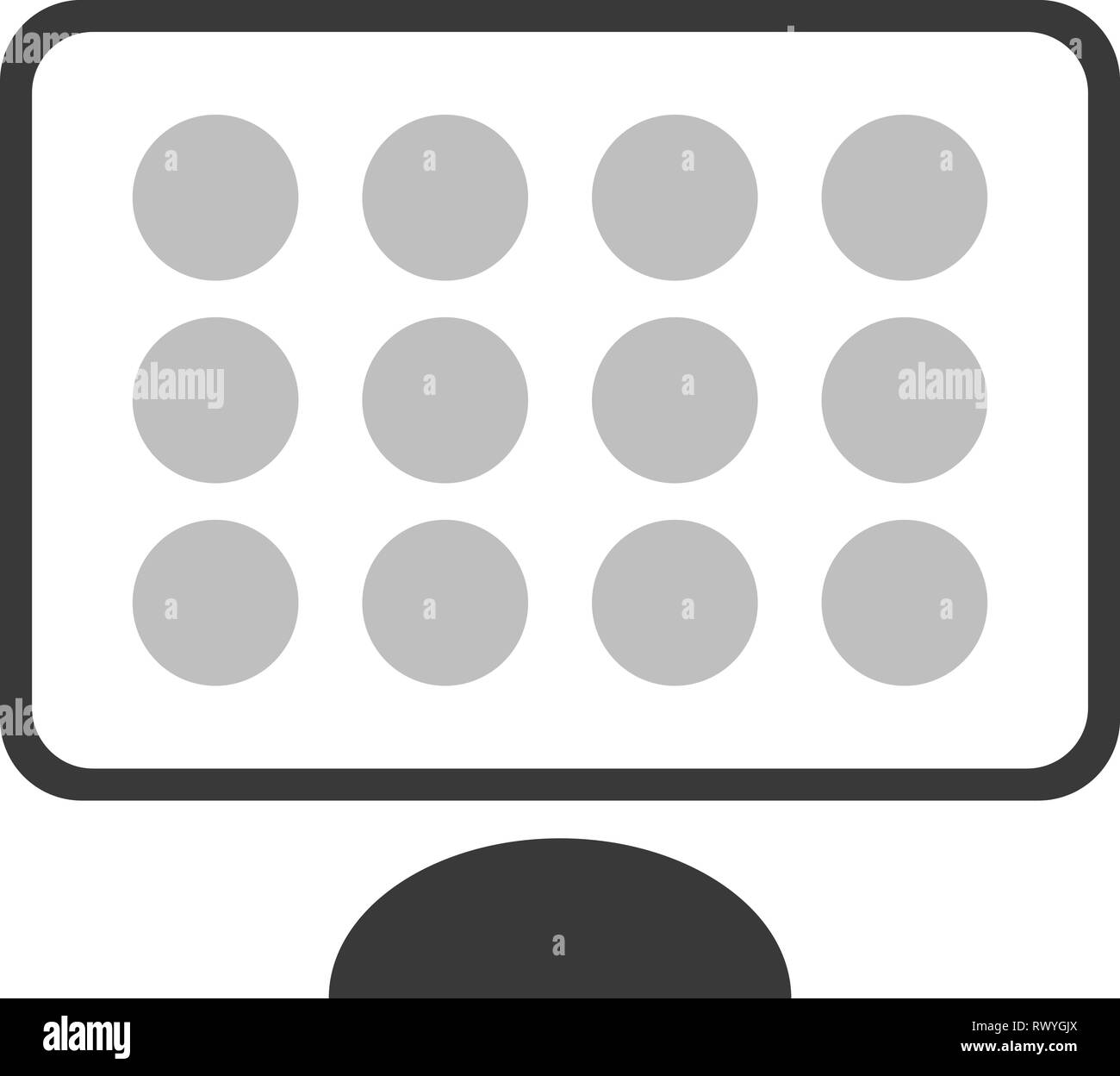 Simple flat design style vector of a computer with app icons on screen ...