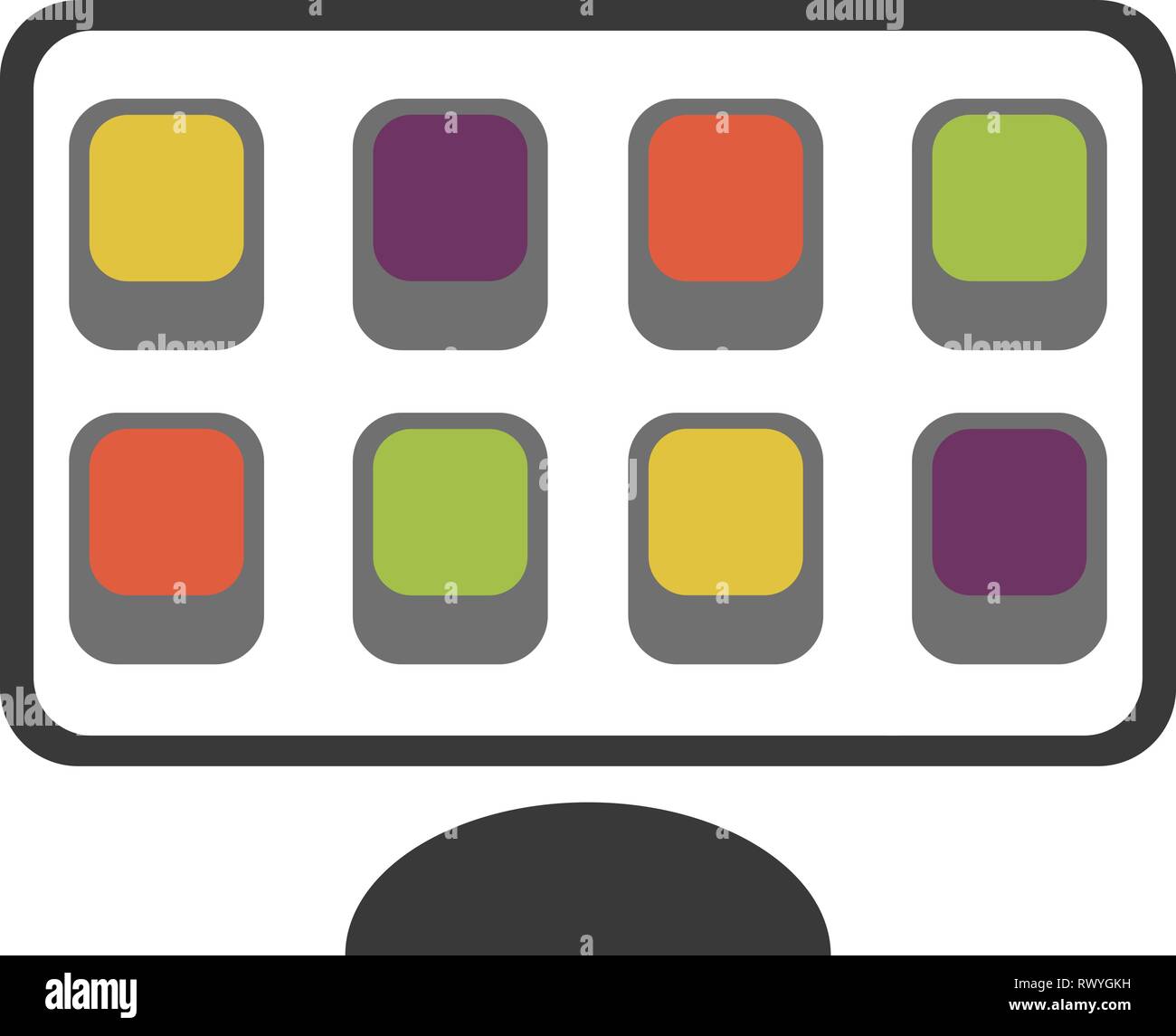 Simple flat design style computer with photos for image editing concept ...