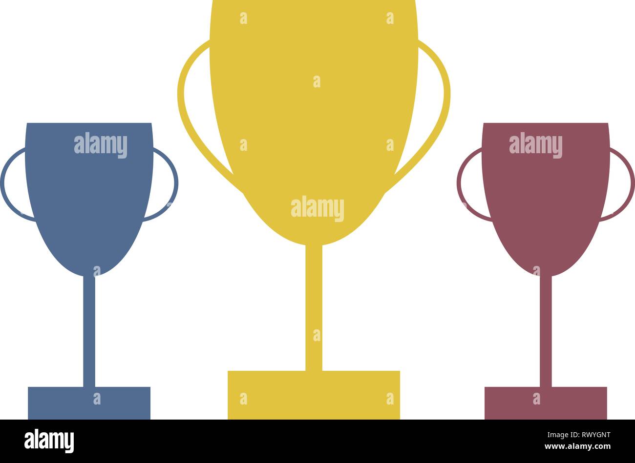 Vector trophies for the top three competitors in gold, silver and ...