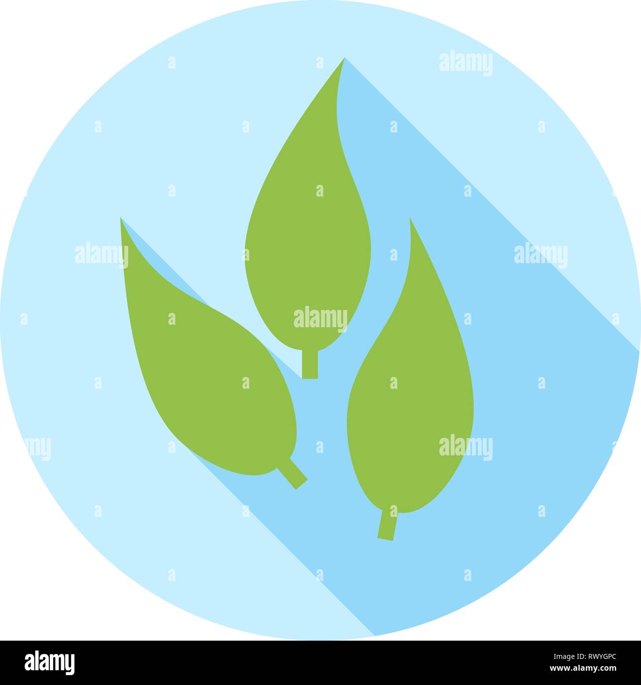 Three green leaves icon in flat vector design style Stock Vector Image ...