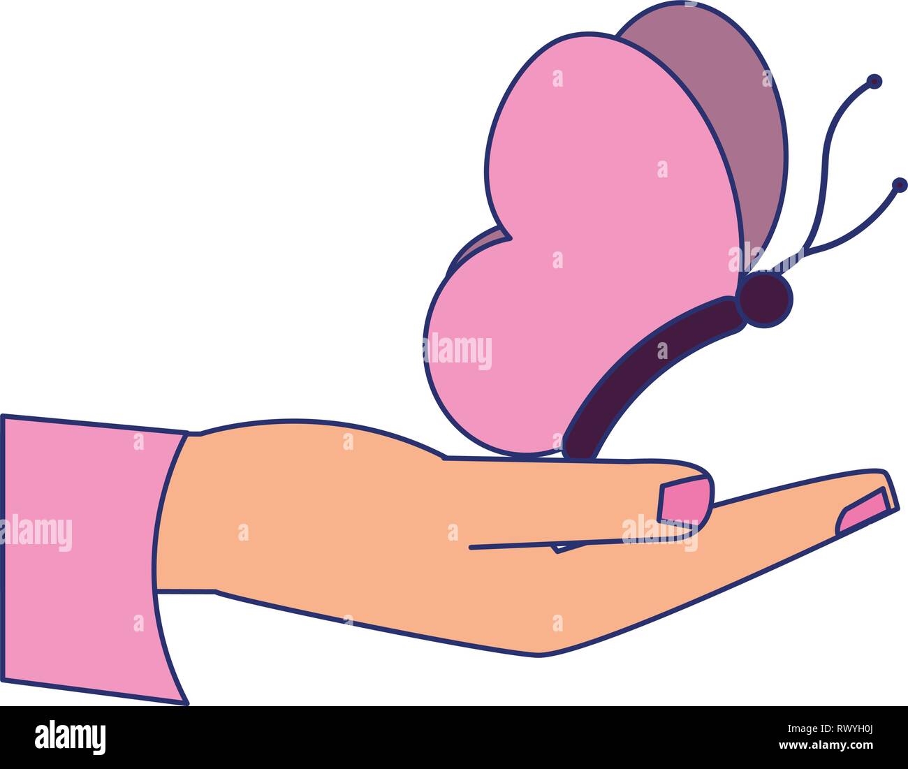 hand holding butterfly cartoon Stock Vector Image & Art - Alamy