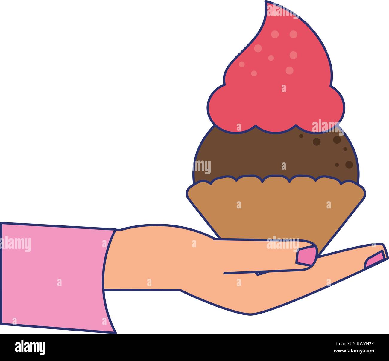hand holding cupcake cartoon Stock Vector Image & Art - Alamy