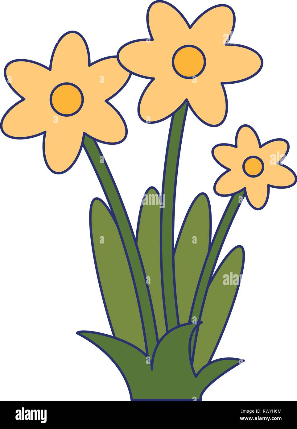 Flowers with leaves cartoon Stock Vector Image & Art - Alamy