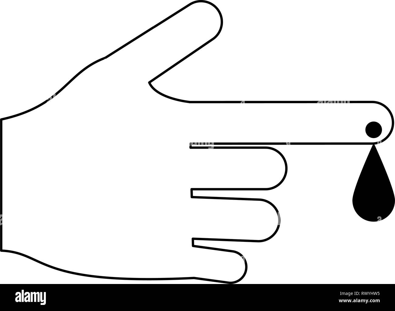 hand with blood drop in black and white Stock Vector Image & Art - Alamy