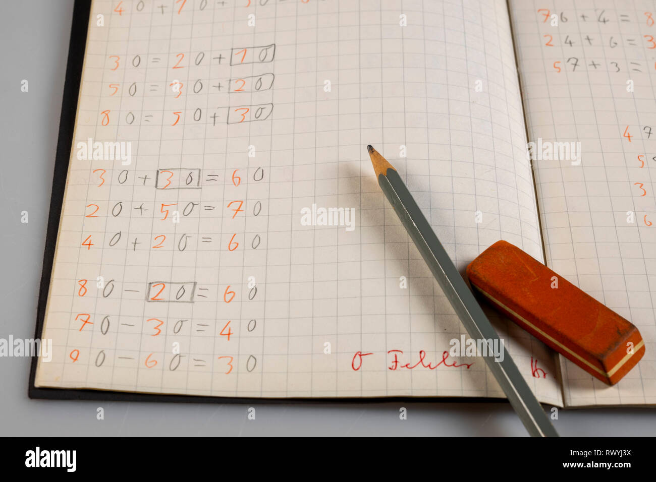 Exercise book, elementary school, arithmetical problems, mathematics ...