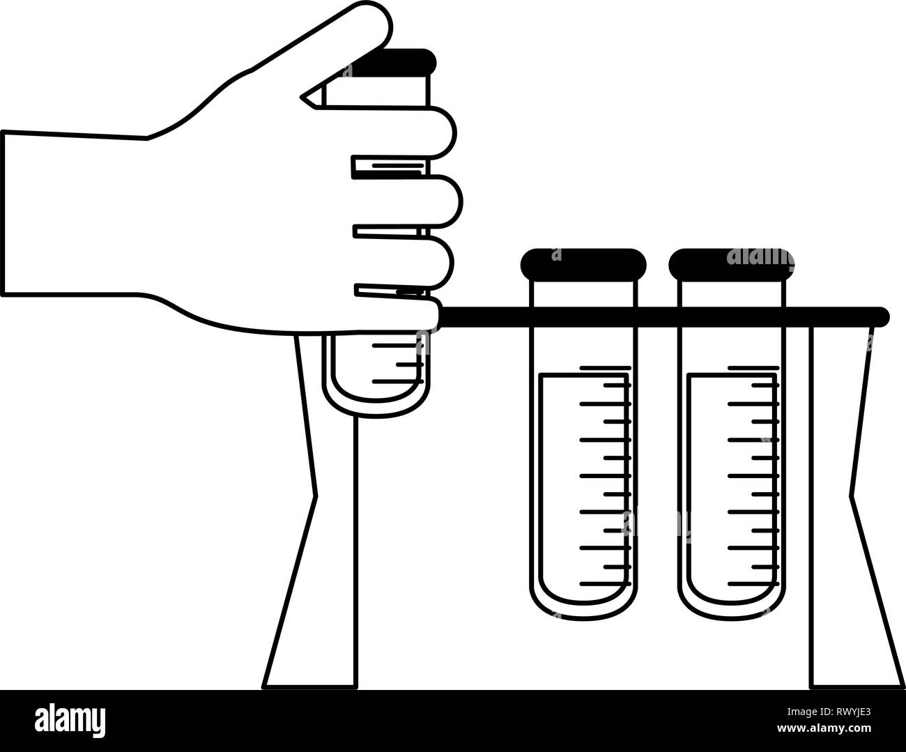 hand holding blood test tubes in black and white Stock Vector Image ...