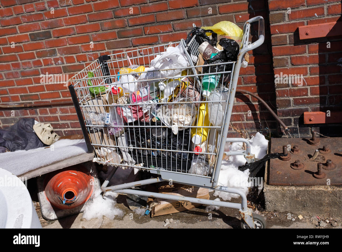 Empty Used Residential Trash Carts