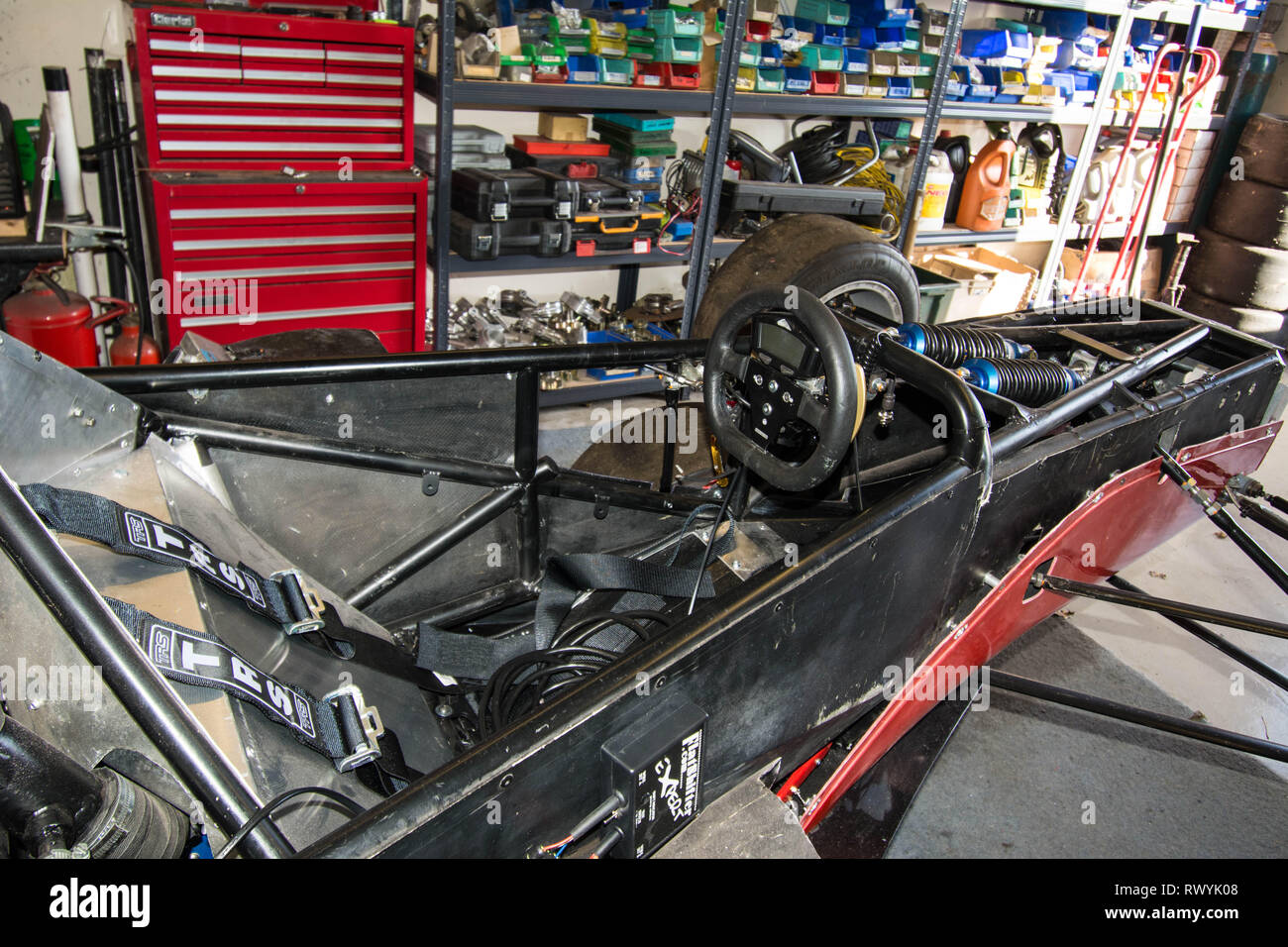 front end of a Racing Car in workshop hill climber car climbing open ...