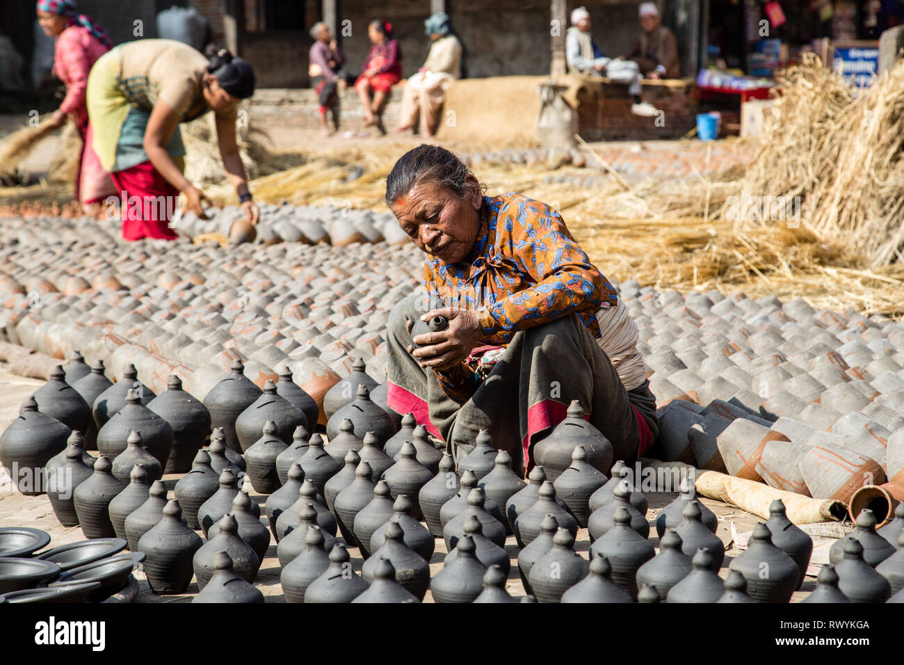 Pottery Square in Bhaktapur, Nepal Stock Photo - Alamy