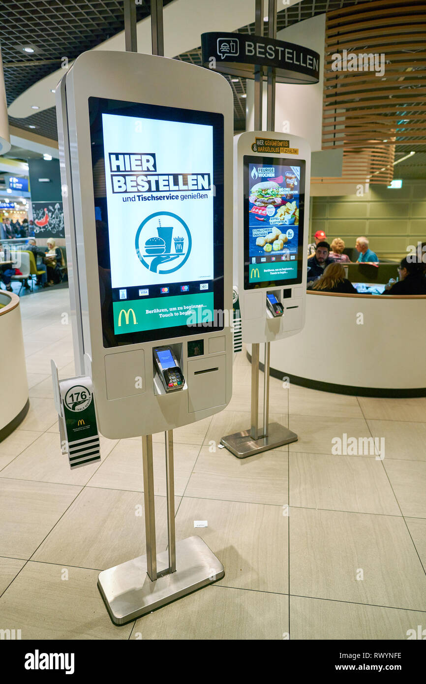 DUSSELDORF, GERMANY - CIRCA SEPTEMBER, 2018: self ordering kiosks at ...